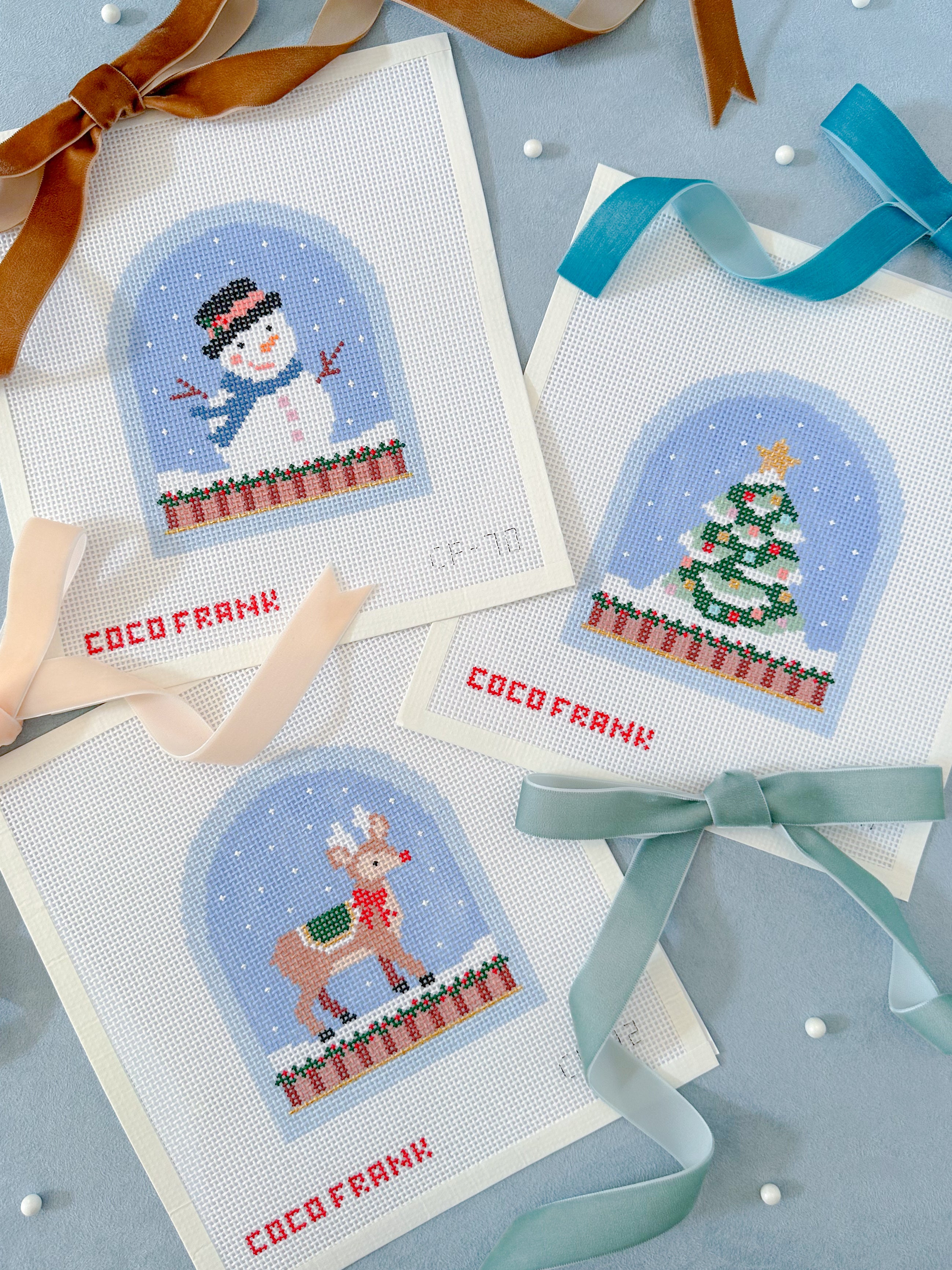 Snowman Snow Globe Needlepoint Canvas – Coco Frank Studio