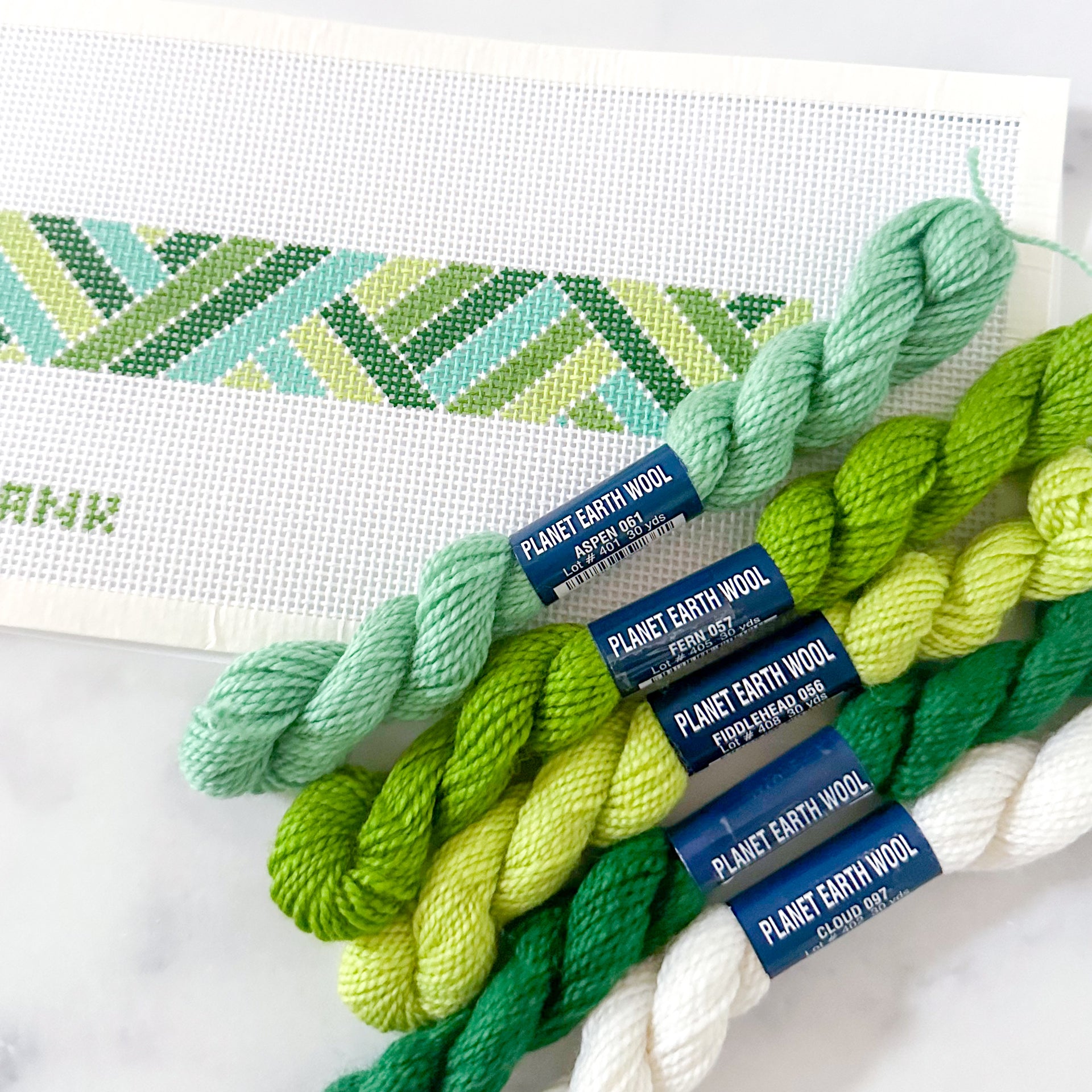 Diagonals Keychain Green Needlepoint Canvas Kit – Coco Frank Studio