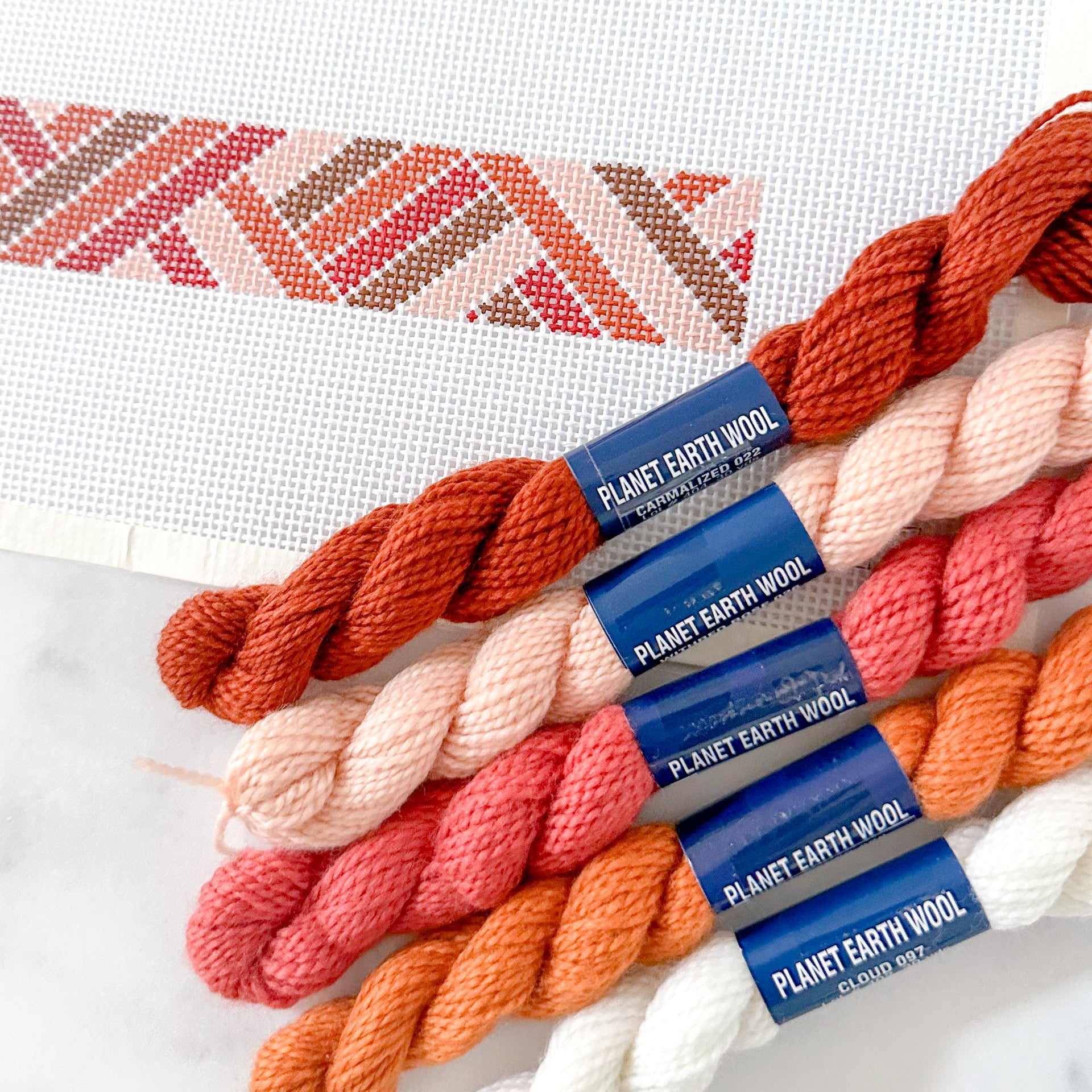 Diagonals Keychain Warm Neutral Needlepoint Canvas Kit – Coco Frank Studio