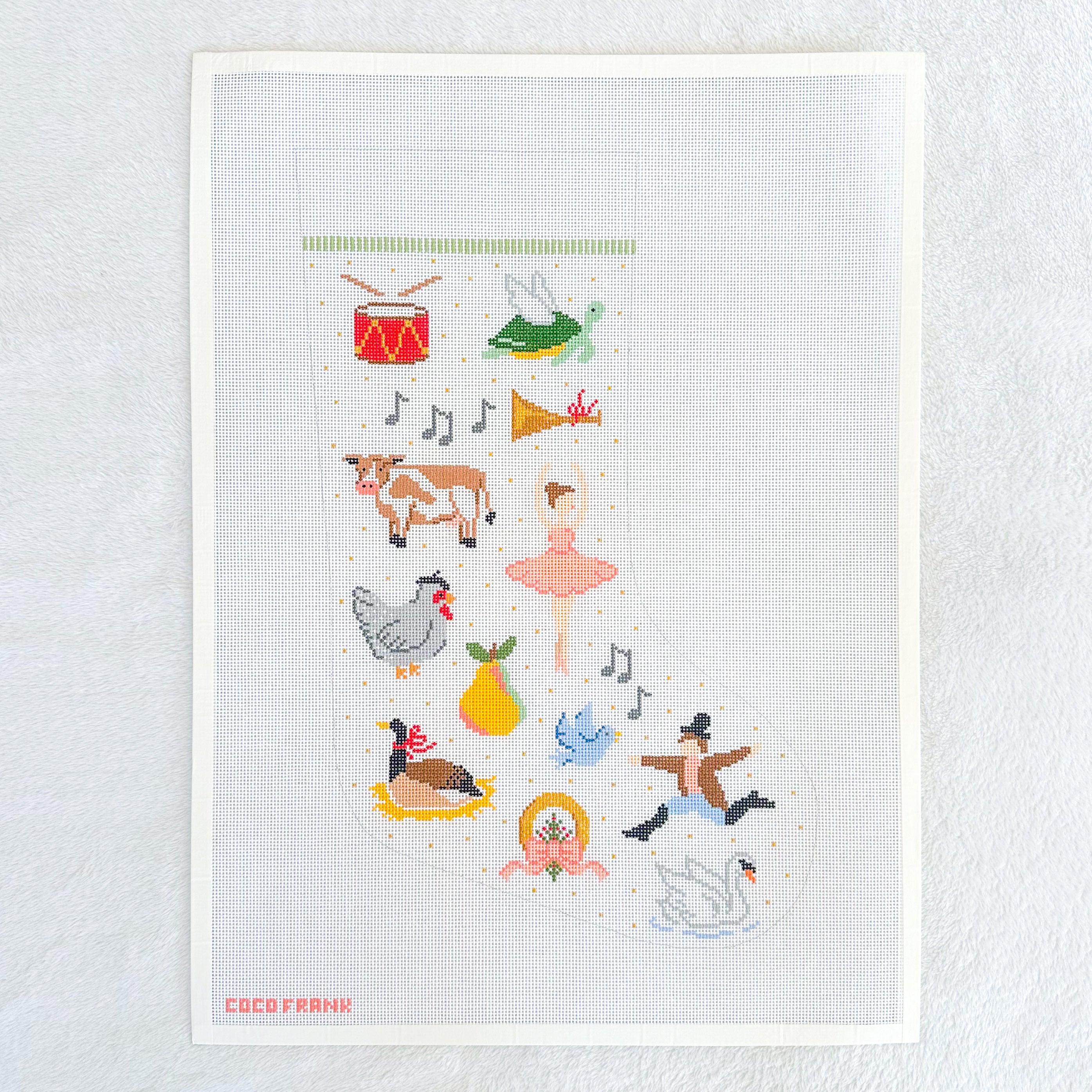12 Days of Christmas Stocking Needlepoint Canvas – Coco Frank Studio