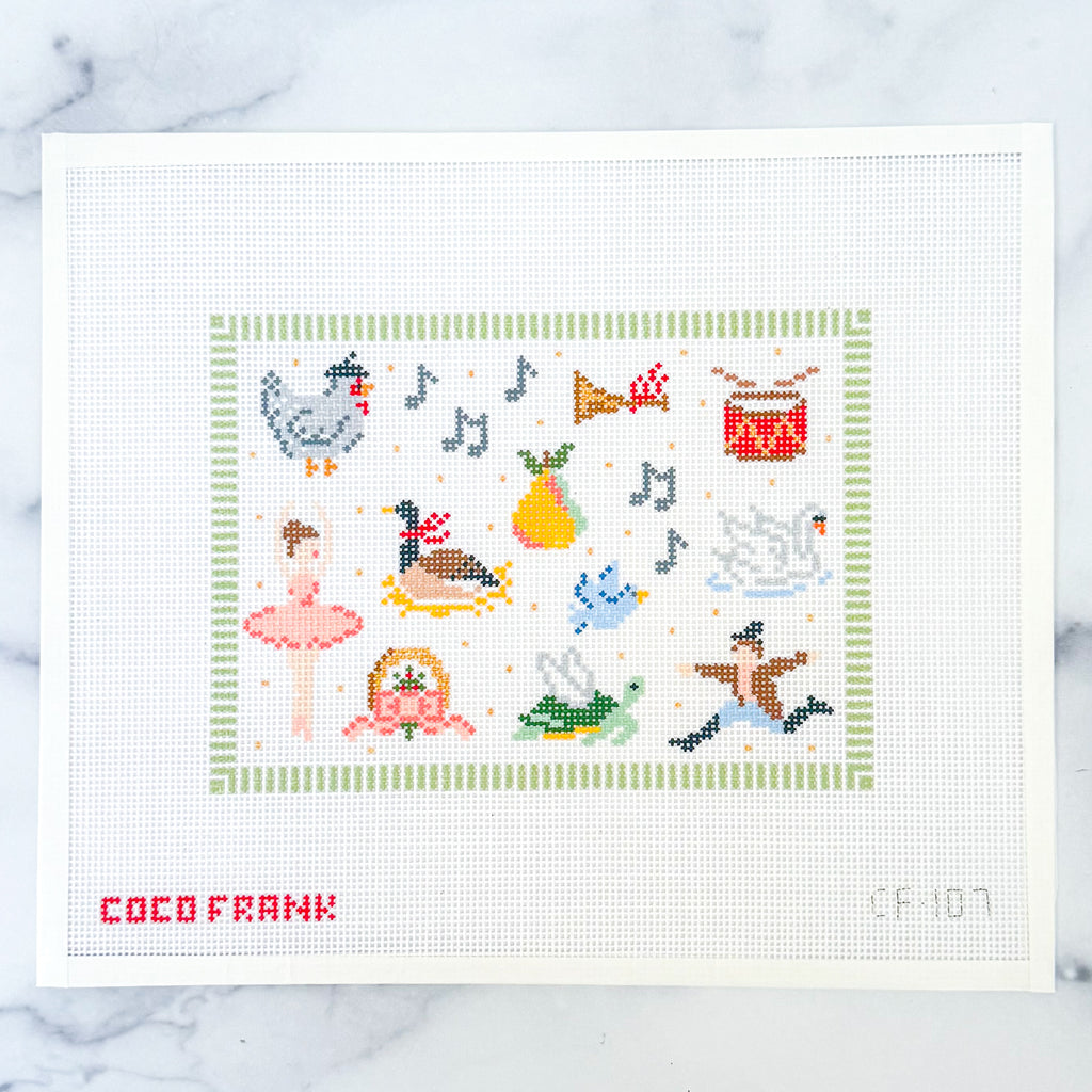 12 Days of Christmas Needlepoint Canvas – Coco Frank Studio