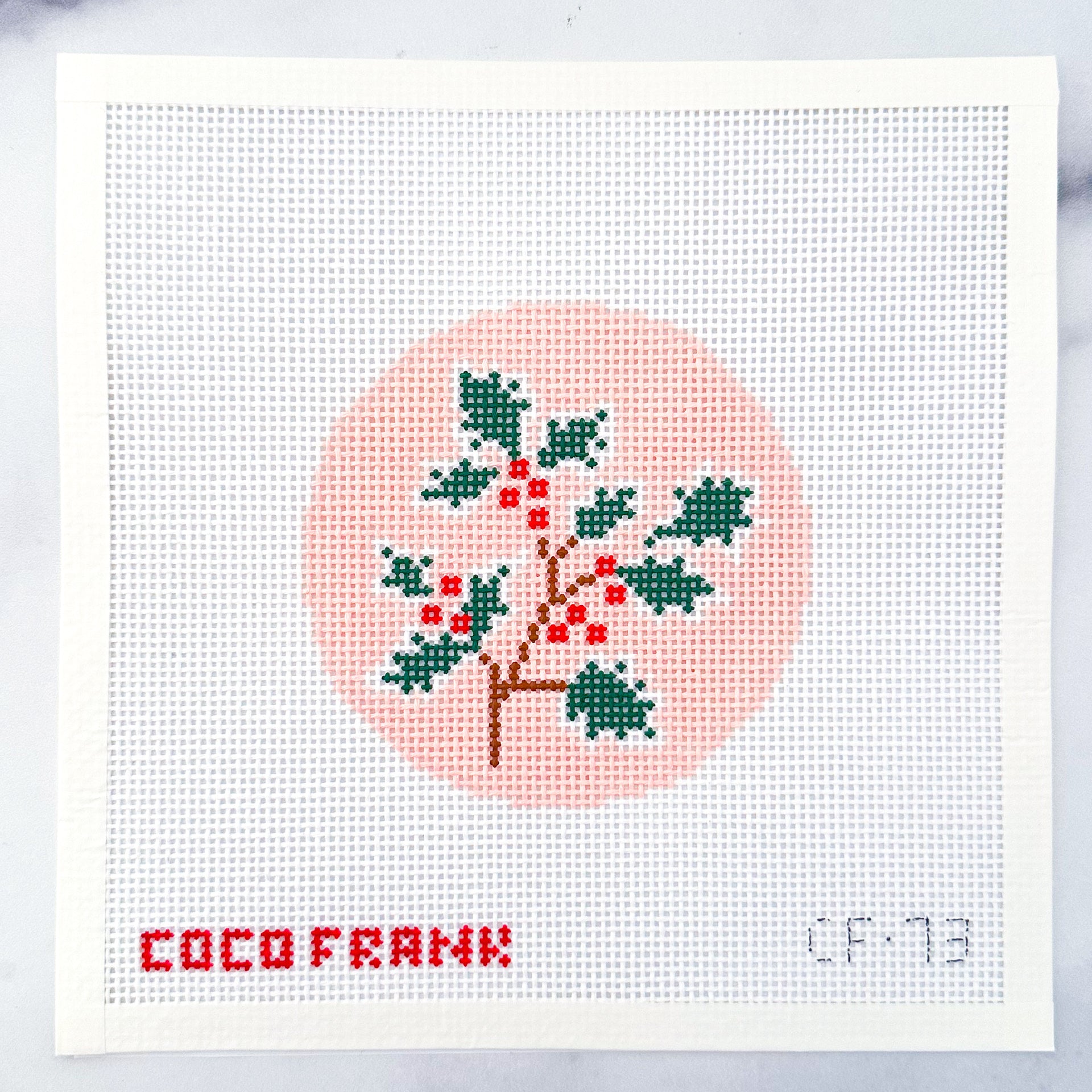 Holly Round Needlepoint Canvas Kit – Coco Frank Studio