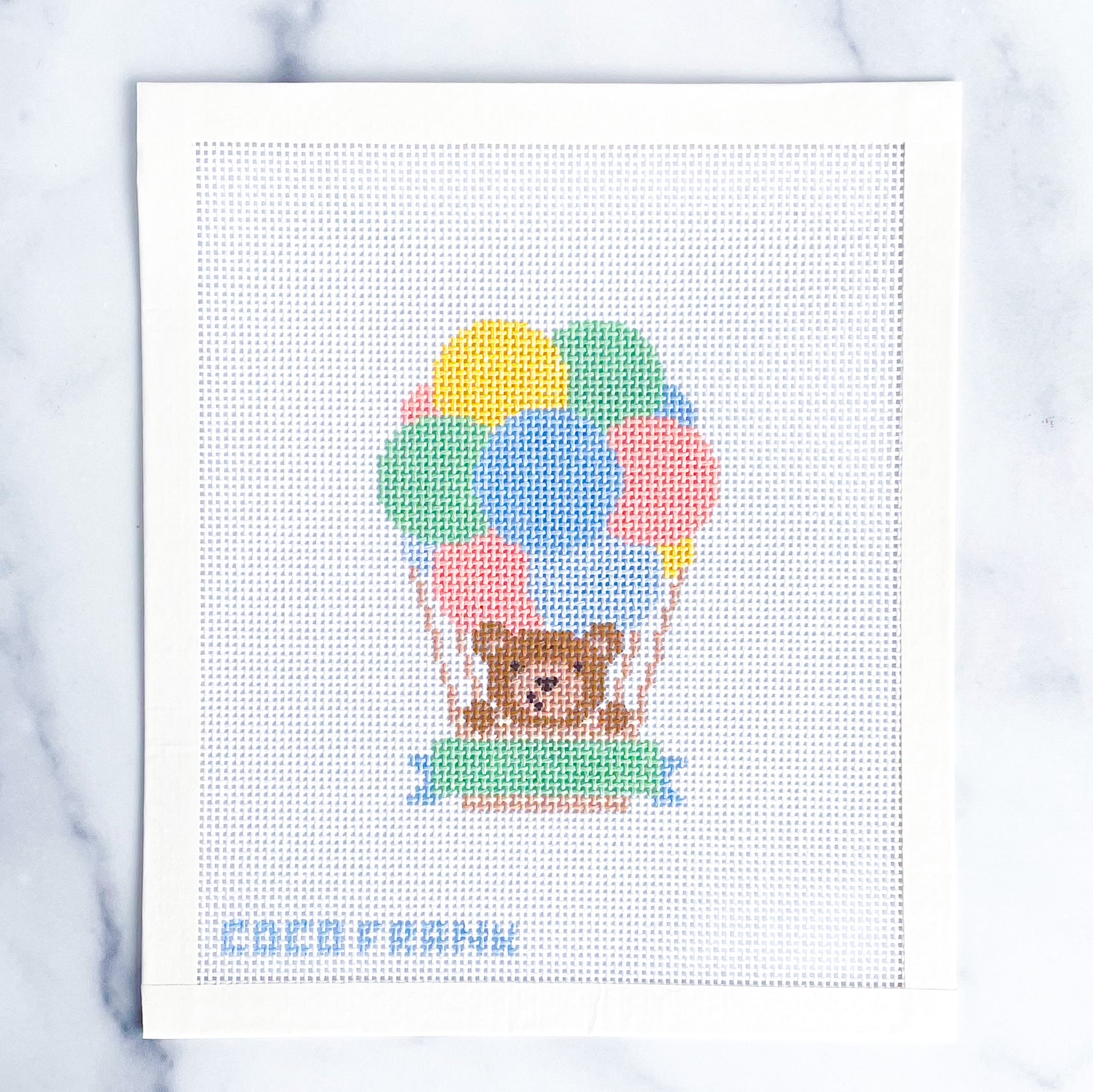 Hot Air Balloon Bear Needlepoint Canvas & Alphabet Chart – Coco Frank ...