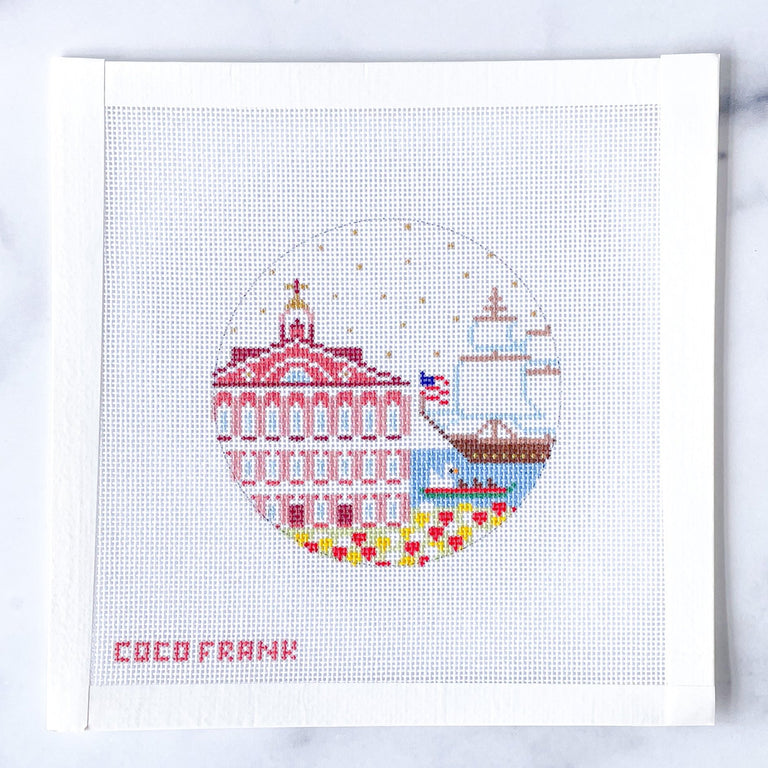 Boston Massachusetts Needlepoint Canvas 18 Mesh – Coco Frank Studio