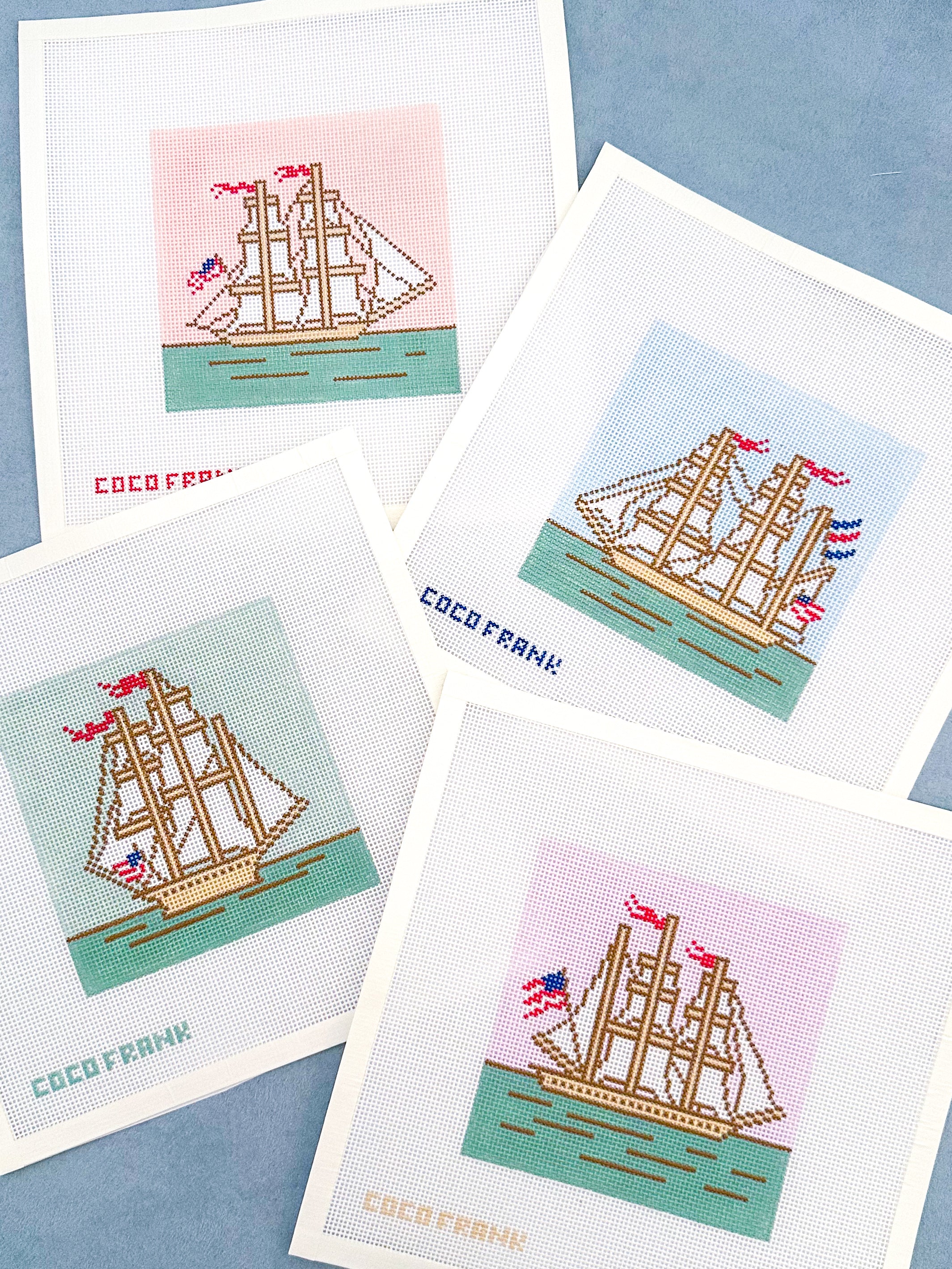 Lilac Ship Needlepoint Canvas 18 Mesh – Coco Frank Studio