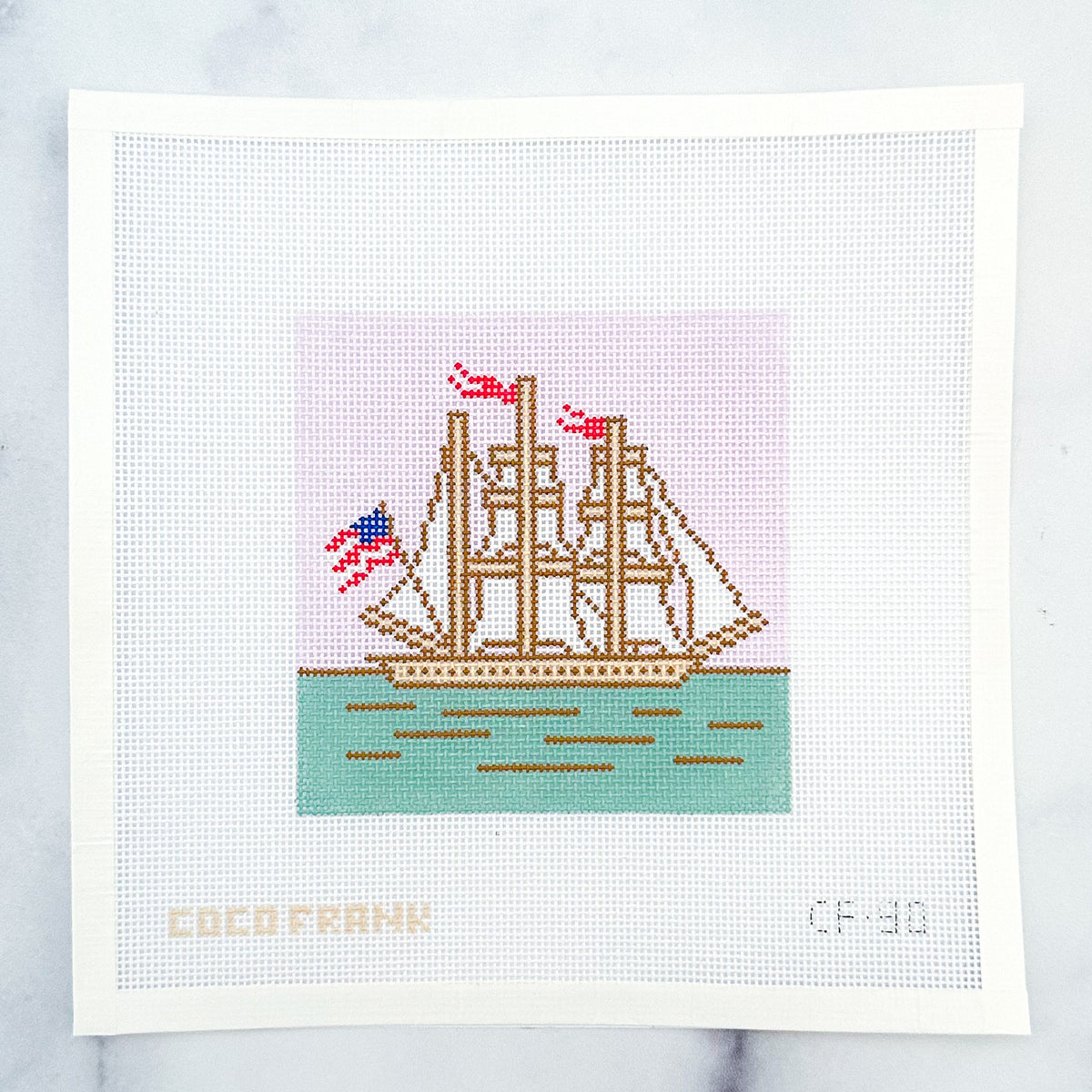 Lilac Ship Needlepoint Canvas 18 Mesh – Coco Frank Studio