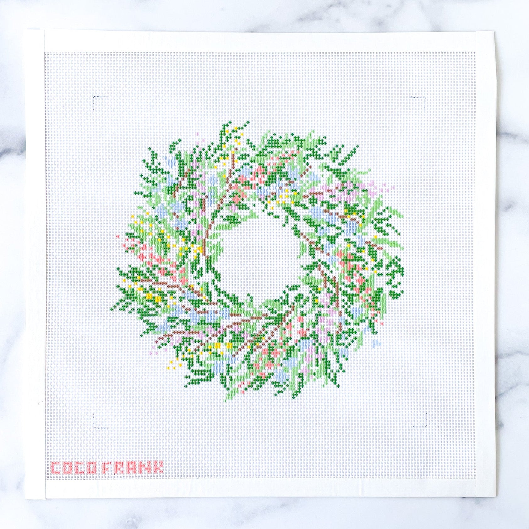 Floral Wreath Needlepoint Canvas Kit – Coco Frank Studio