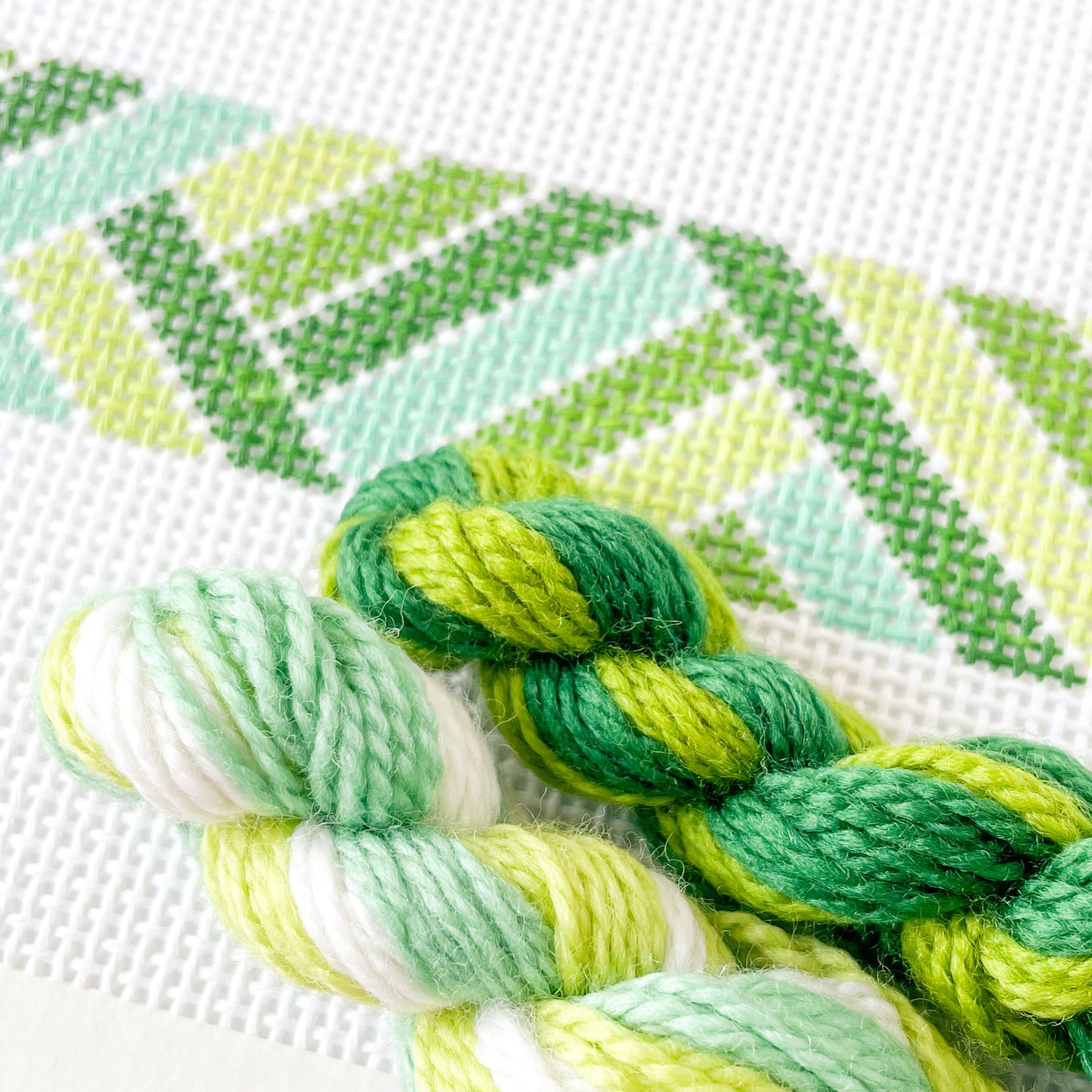 Diagonals Keychain Green Needlepoint Canvas Kit – Coco Frank Studio