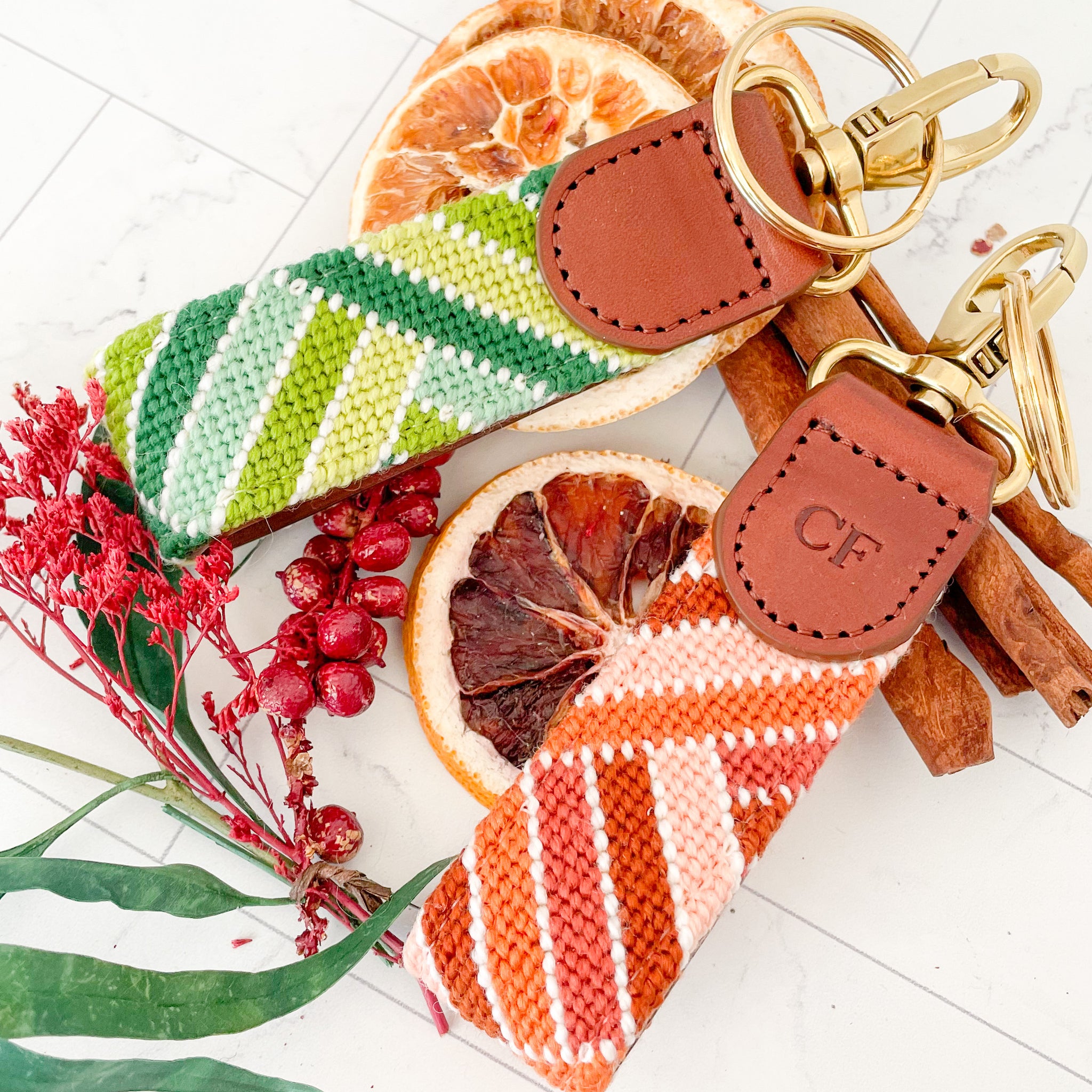 Diagonals Keychain Green Needlepoint Canvas Kit – Coco Frank Studio